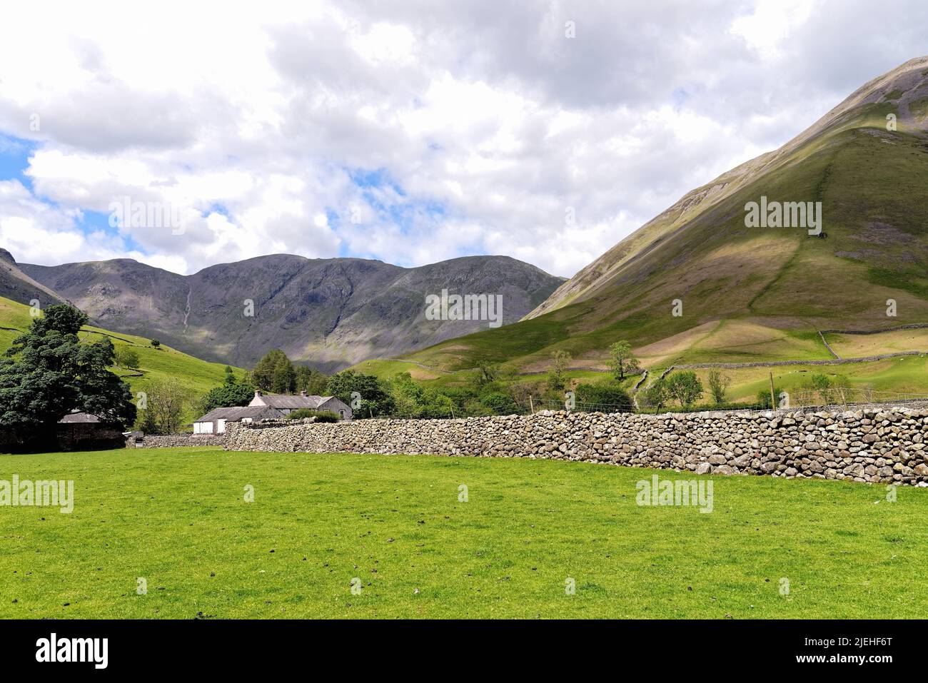 The landscape at Wasdale Head looking towards Kirk Fell and the ...