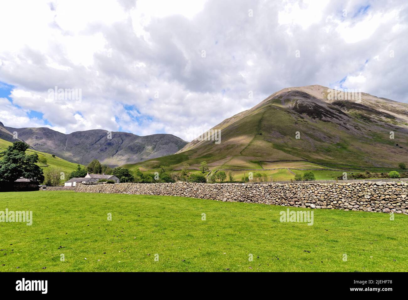 The landscape at Wasdale Head looking towards Kirk Fell and the ...
