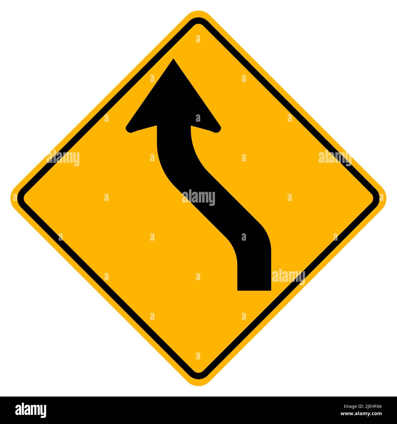 Warning signs Double curve, first to left on white background Stock ...