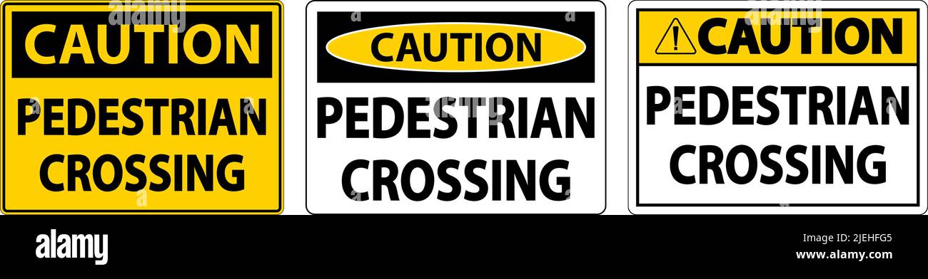 Caution Pedestrian Crossing Sign On White Background Stock Vector Image ...