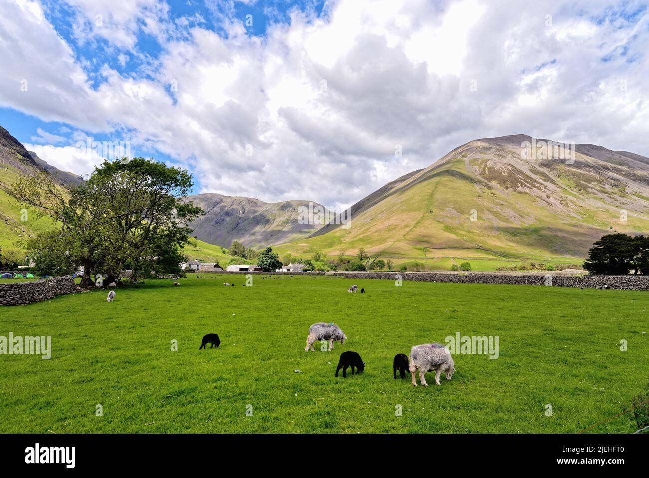 The landscape at Wasdale Head looking towards Kirk Fell and the ...
