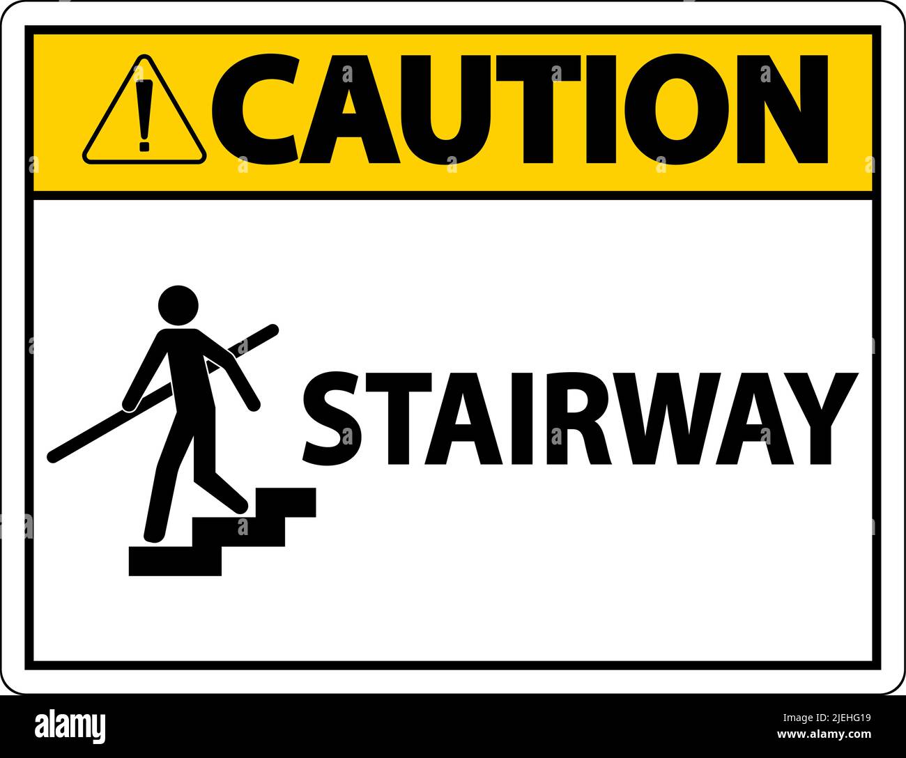 Caution Stairway Sign On White Background Stock Vector Image & Art - Alamy