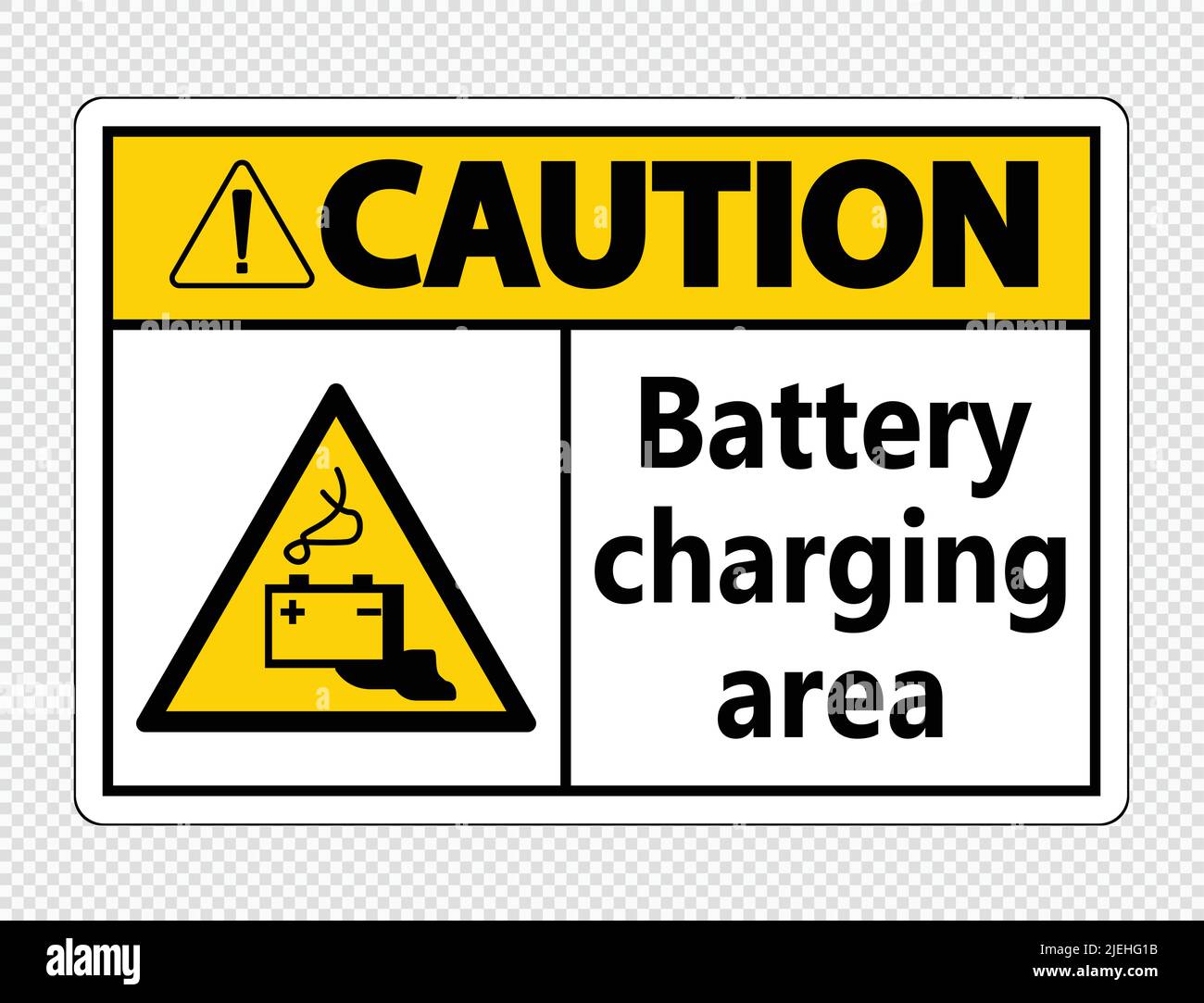 Caution battery charging area Sign on transparent background,vector ...