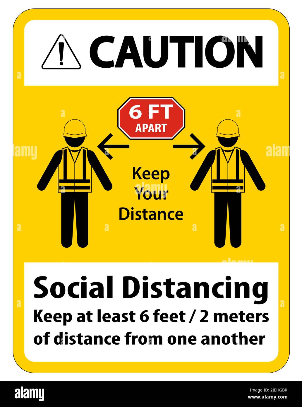 Caution Social Distancing Construction Sign Isolate On White Background ...