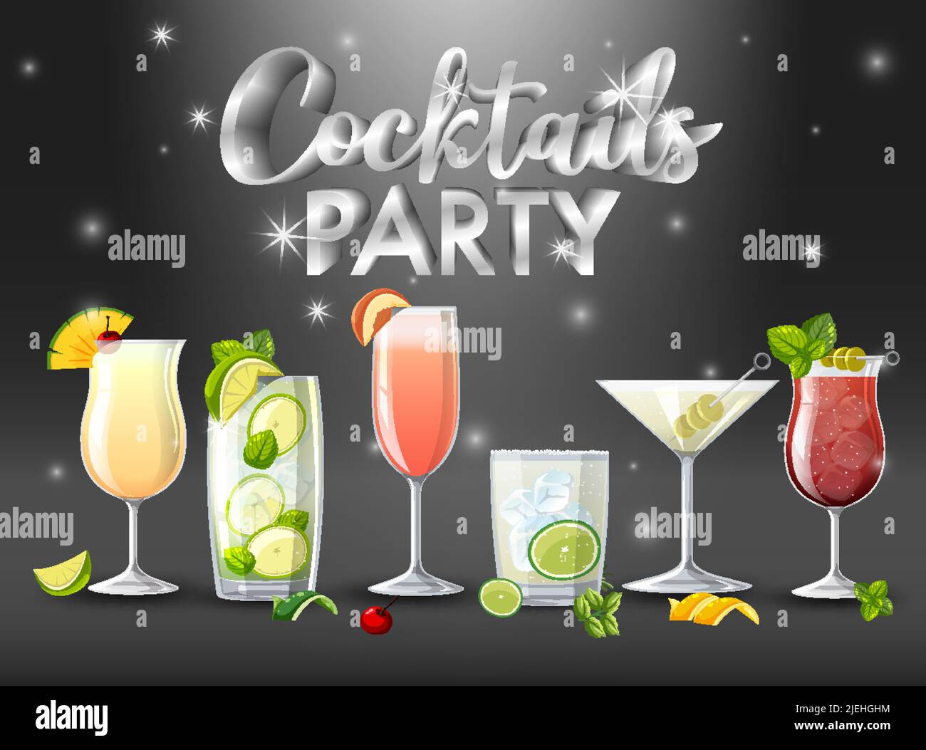 Cocktails Party Sparkling Background illustration Stock Vector Image ...