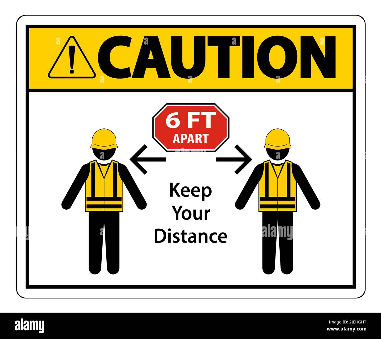 Caution Social Distancing Construction Sign Isolate On White Background ...