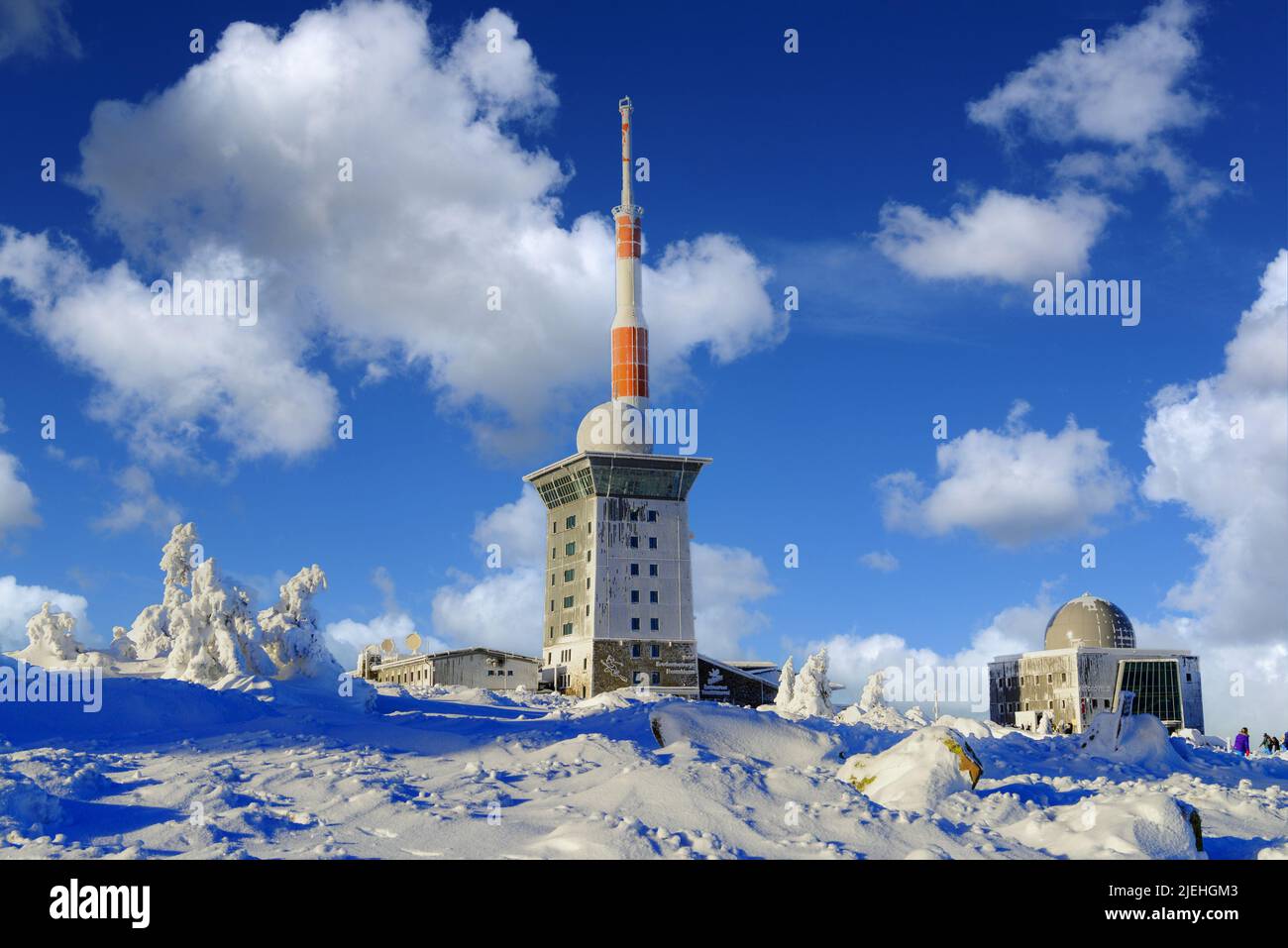 Winter auf dem Brocken, Harz, Sendeturm, Brockenhotel Stock Photo - Alamy