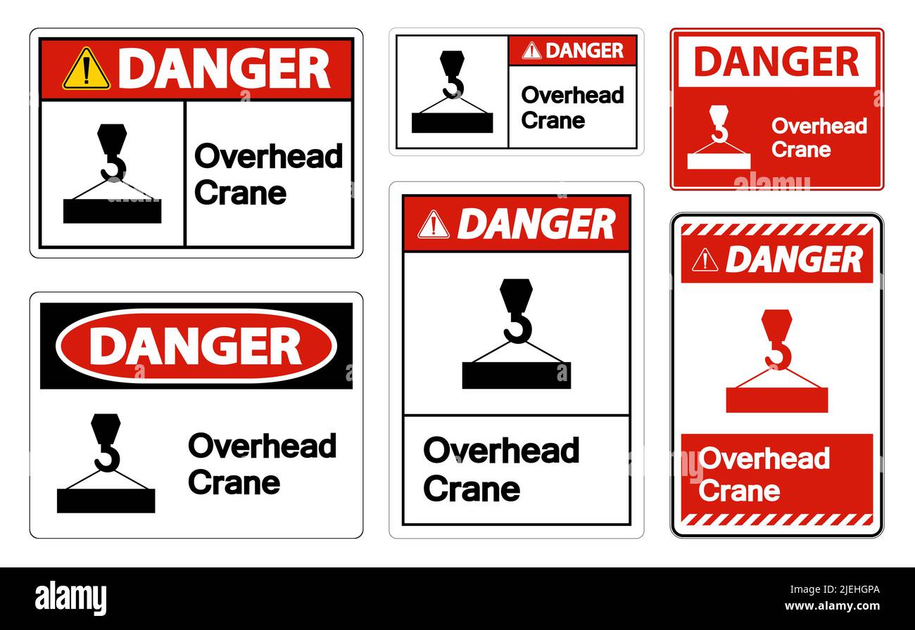 Danger Overhead Crane Symbol Sign On White Background Stock Vector ...