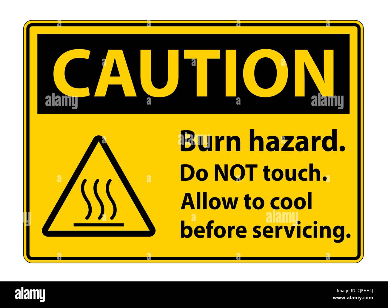 Caution Burn hazard safety,Do not touch label Sign on white background ...