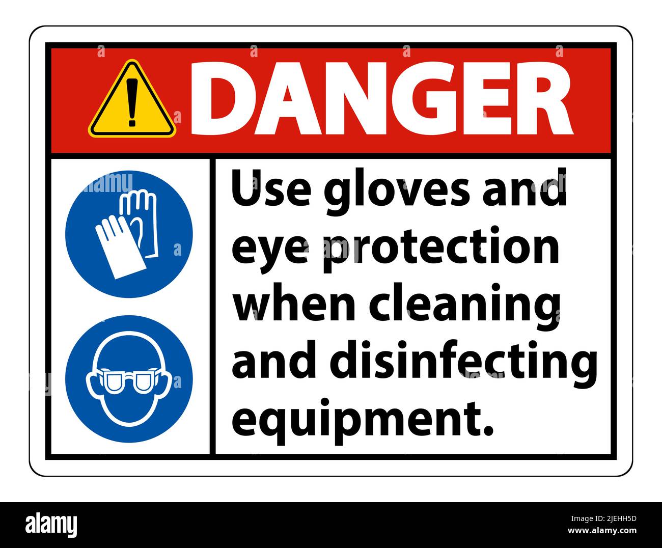 Danger Use Gloves And Eye Protection Sign on white background Stock ...