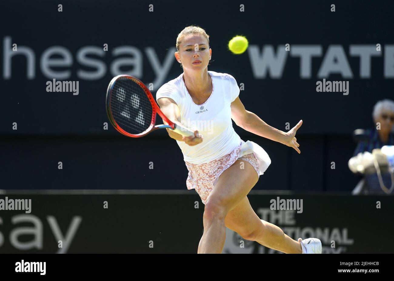Camila Giorgi (Italy) playing in the semi-final on centre court at the ...