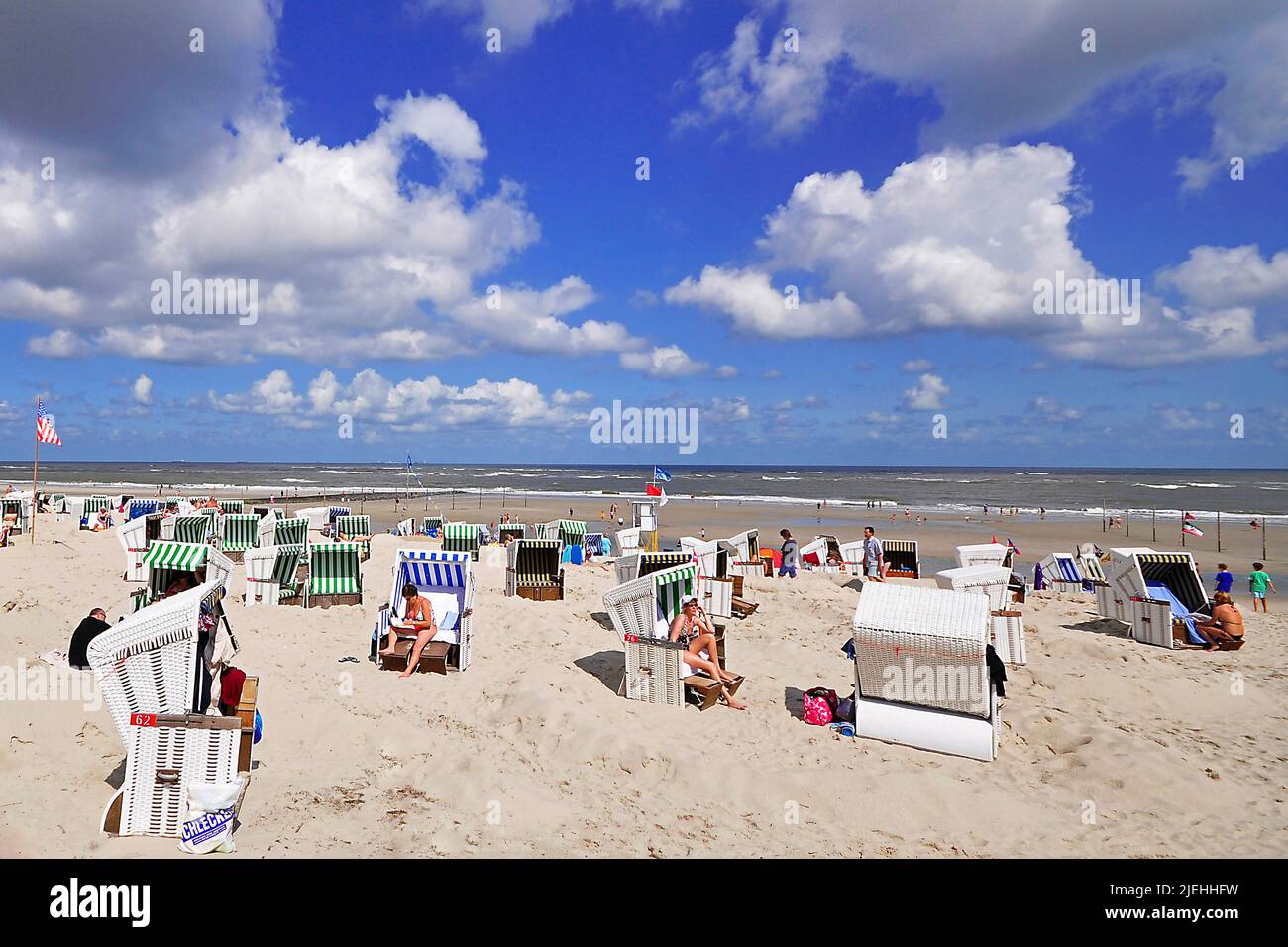 Insel Wangerooge, Ostfriesische Insel, Strand, Badestrand, Strandkörbe ...