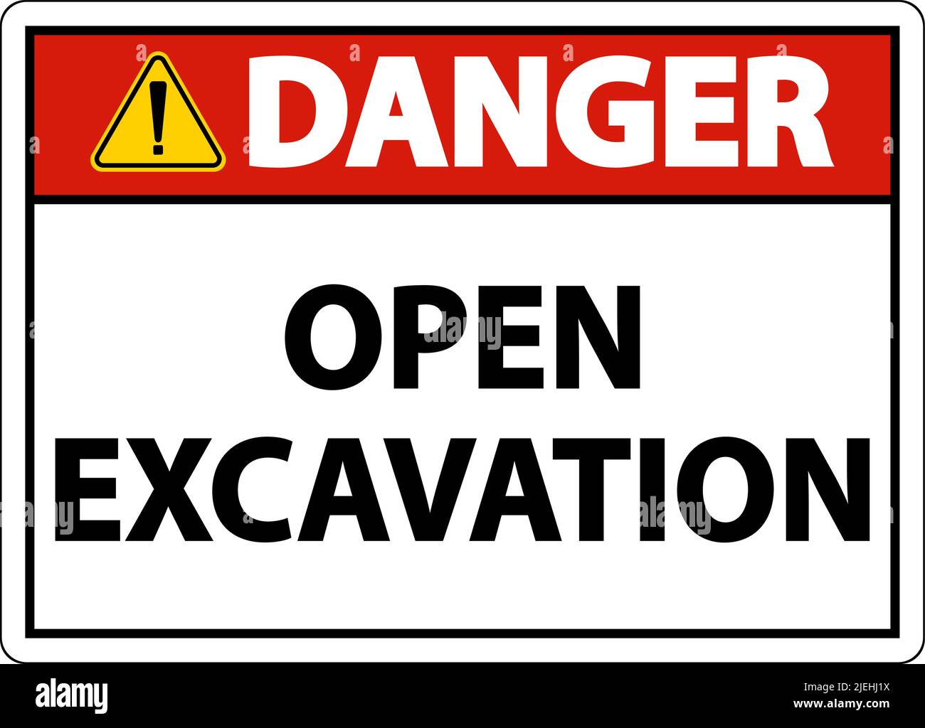 Danger Open Excavation Sign On White Background Stock Vector Image ...