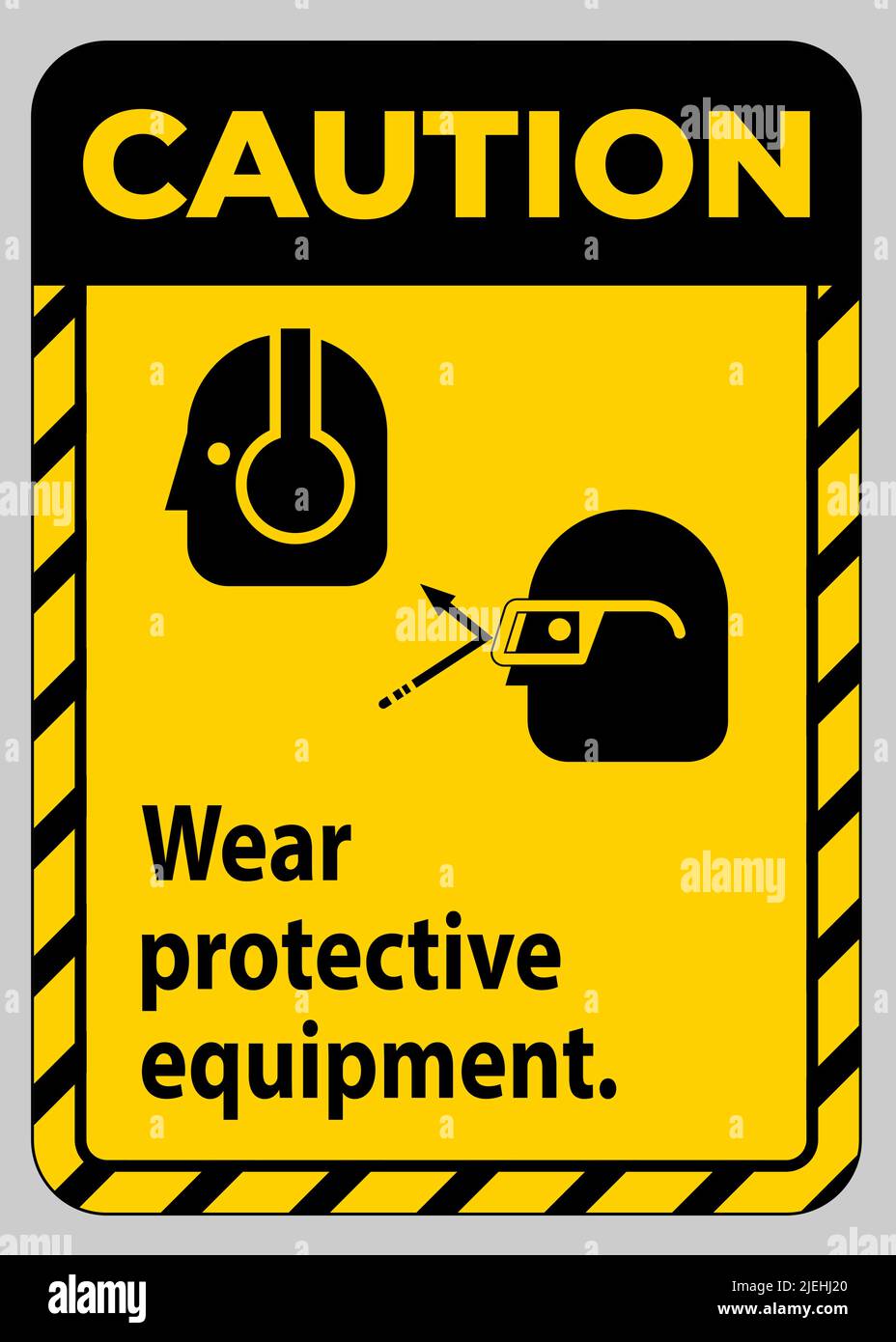 Caution Sign Wear Protective Equipment With Goggles And Glasses