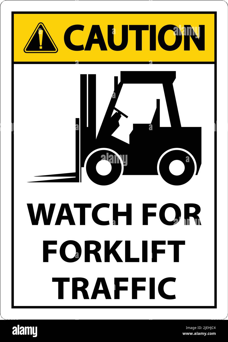 Caution 2-Way Watch For Forklift Traffic Sign On White Background Stock ...