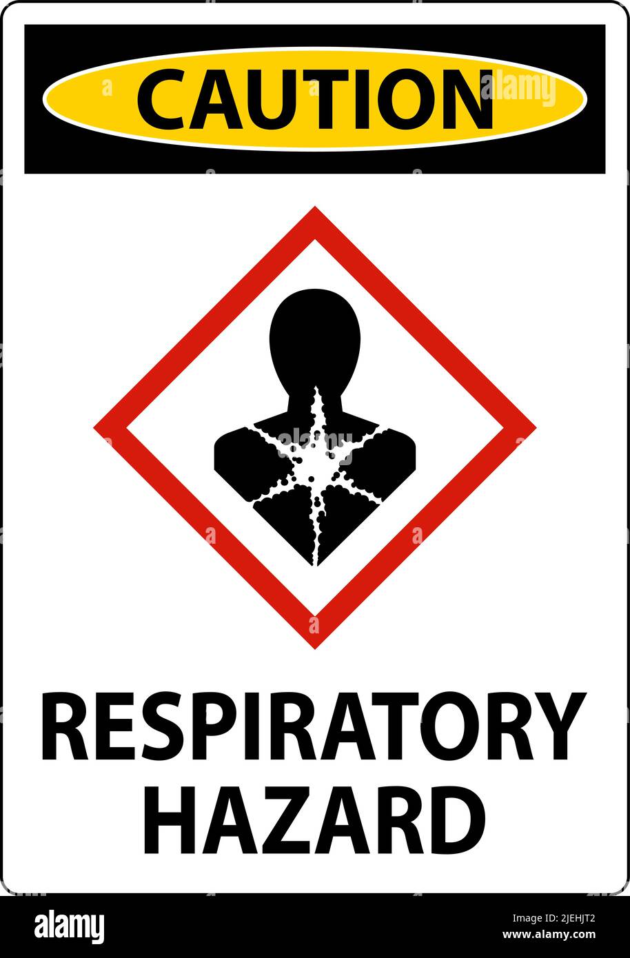 Caution Respiratory Hazard GHS Sign On White Background Stock Vector ...
