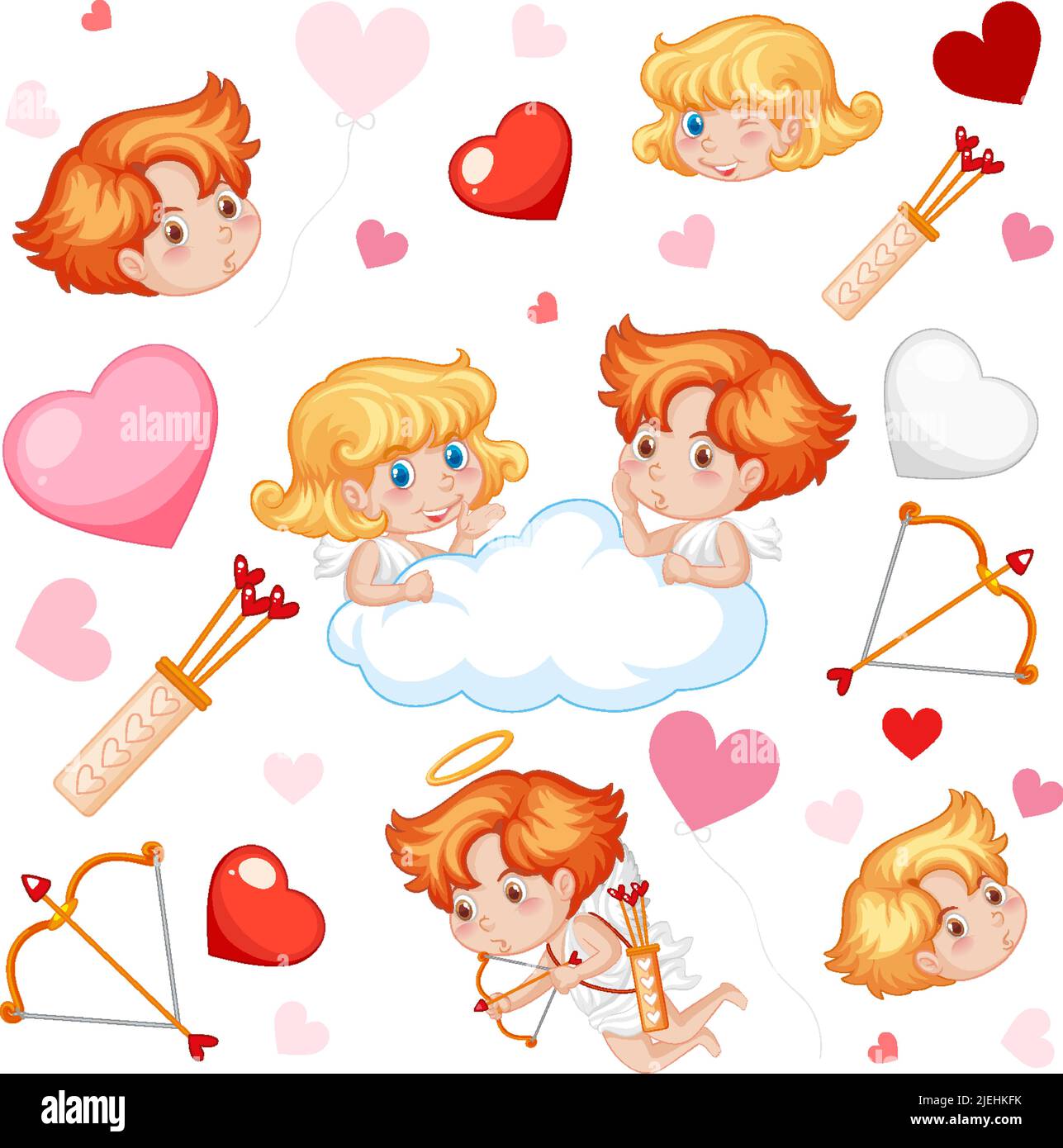 Little cupid and heart seamless pattern illustration Stock Vector Image ...