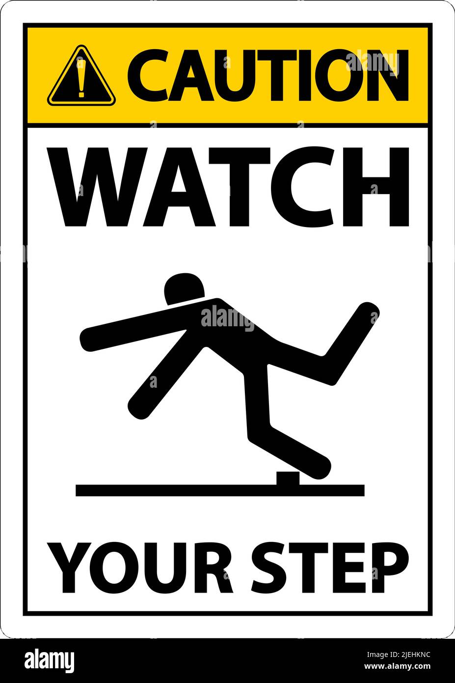 Caution Watch Your Step Sign On White Background Stock Vector Image ...