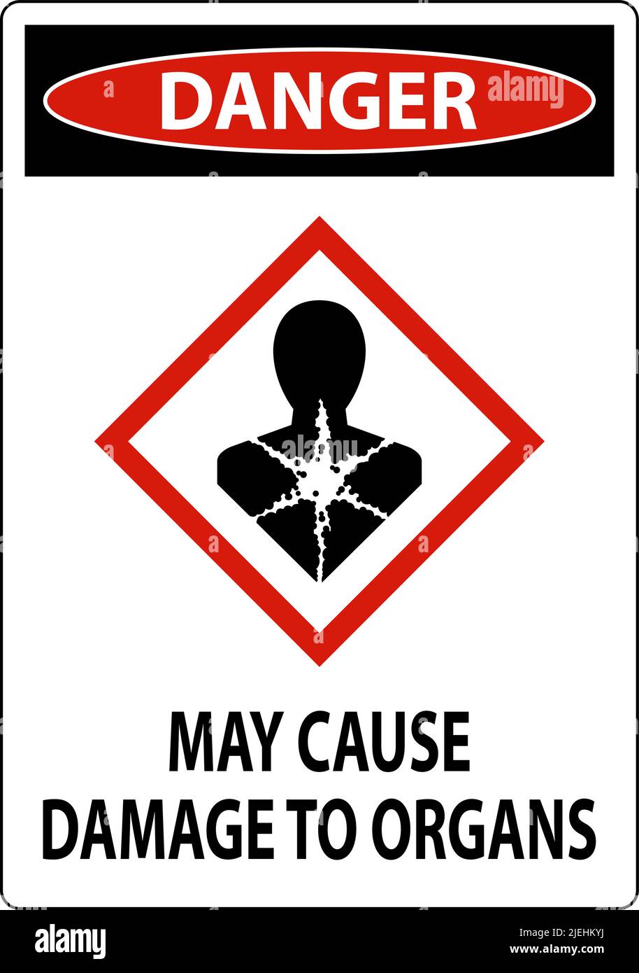 Danger May Cause Damage To Organs GHS Sign On White Background Stock ...