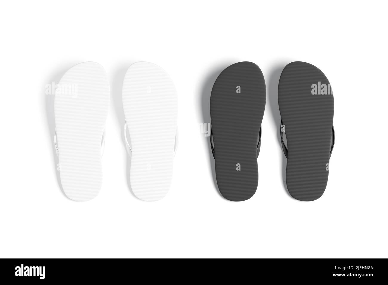 Blank black and white beach slippers sole mockup, top view Stock Photo ...