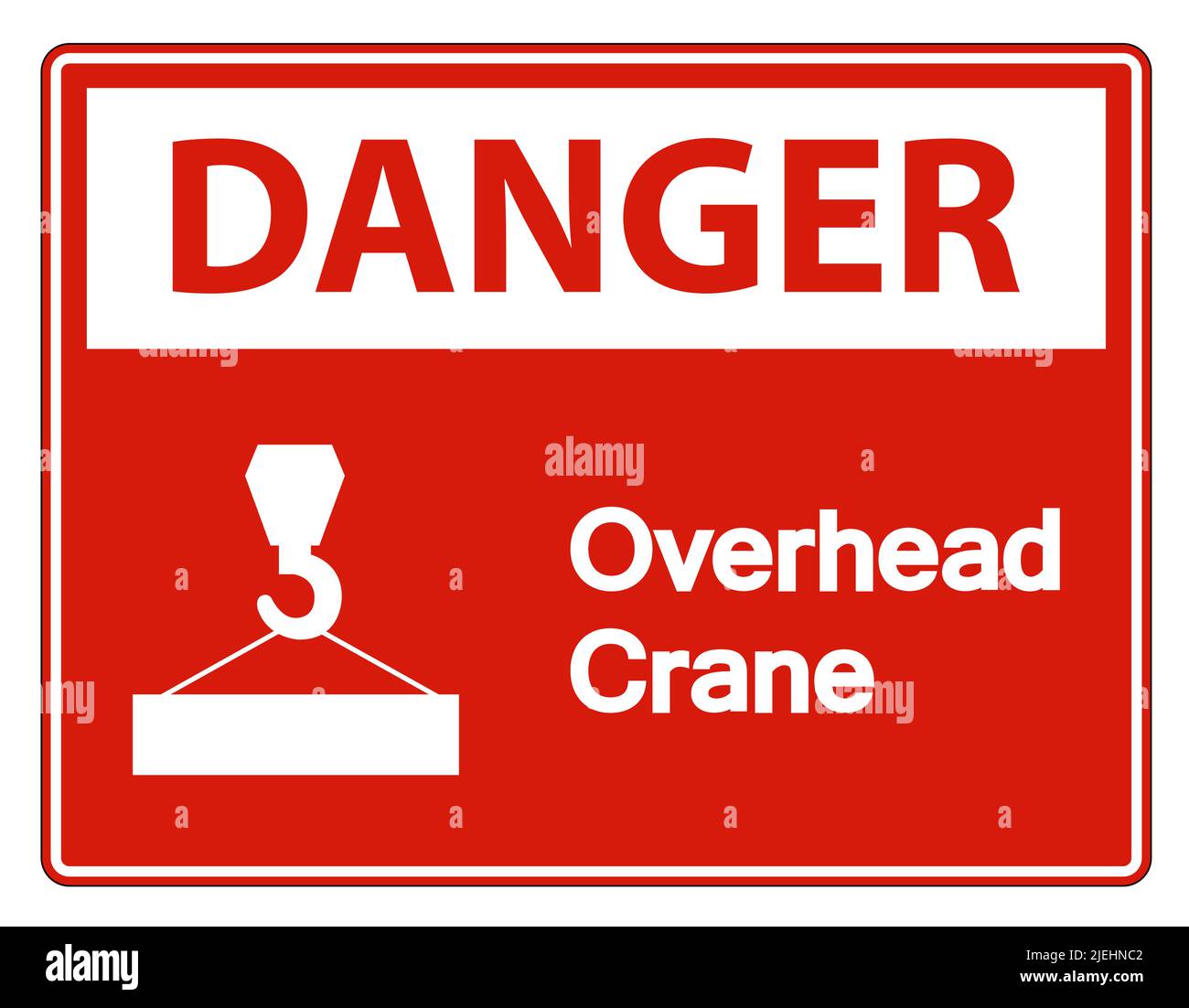 Danger Overhead Crane Symbol Sign On White Background Stock Vector ...