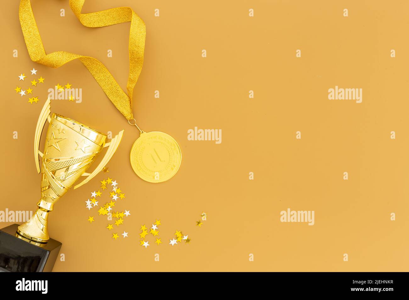 Winner concept with gold medal first place and award trophy cup Stock ...