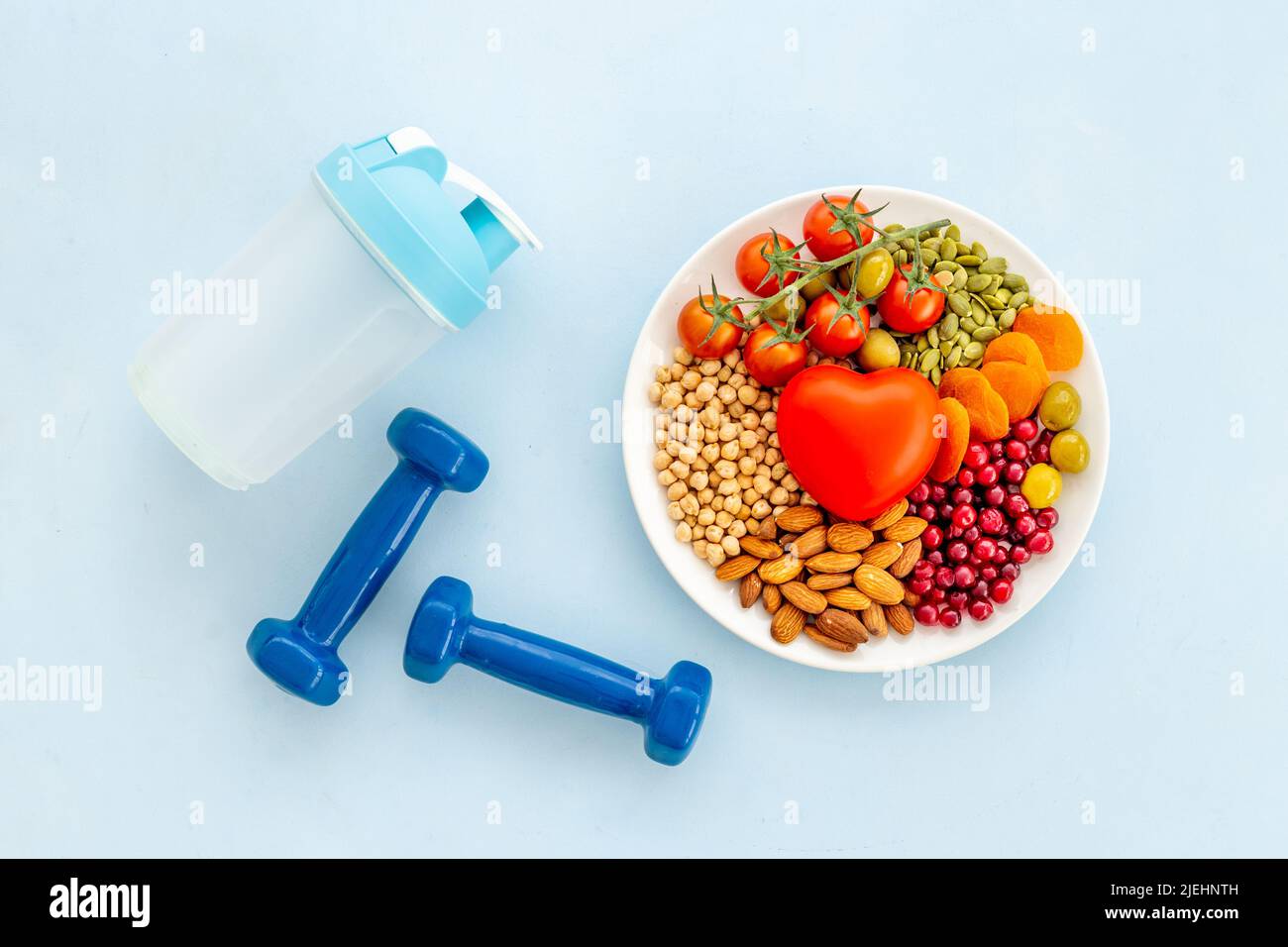 Healthy lifestyle and nutrition eating concept. Food with sports ...