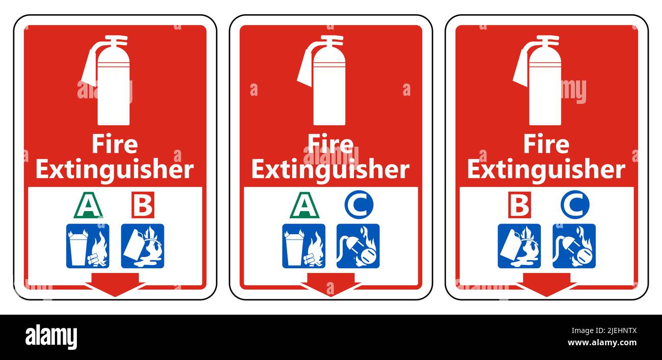 Symbol Fire Extinguisher A B C Sign on white background Stock Vector ...