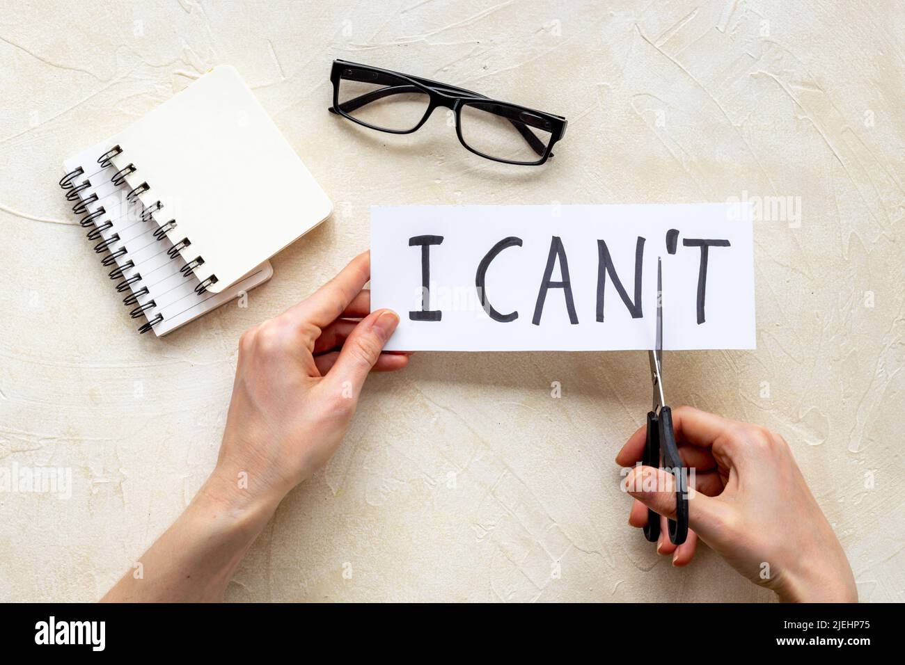 Words I cannot become I can. Motivation concept Stock Photo - Alamy