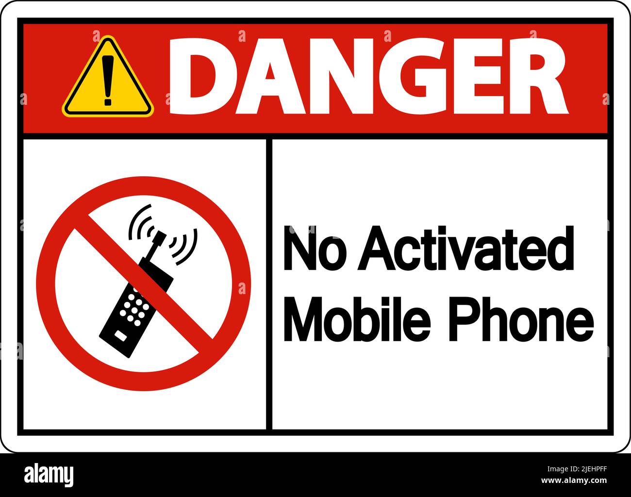 Danger No Activated Mobile Phone Sign On White Background Stock Vector ...