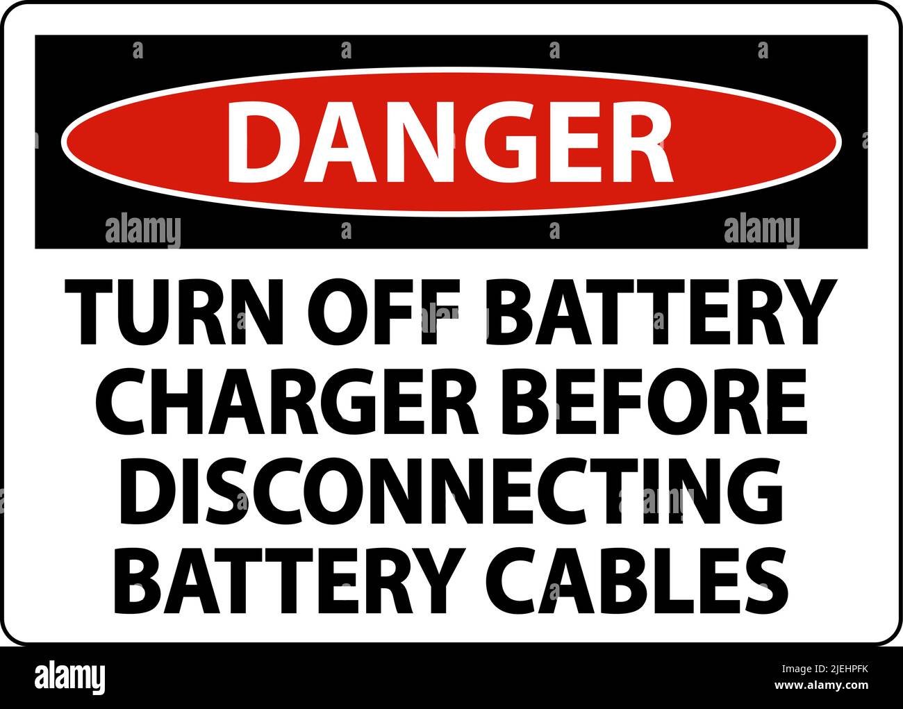 Danger Turn Off Battery Charger Sign On White Background Stock Vector ...