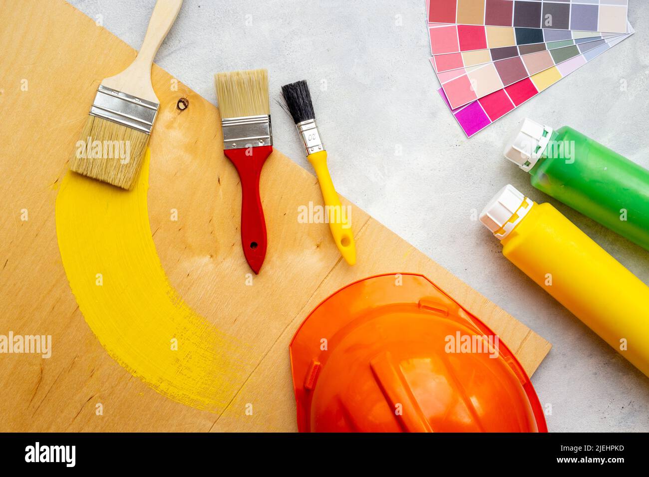 Paint brush with color for house renovation and wall painting Stock ...