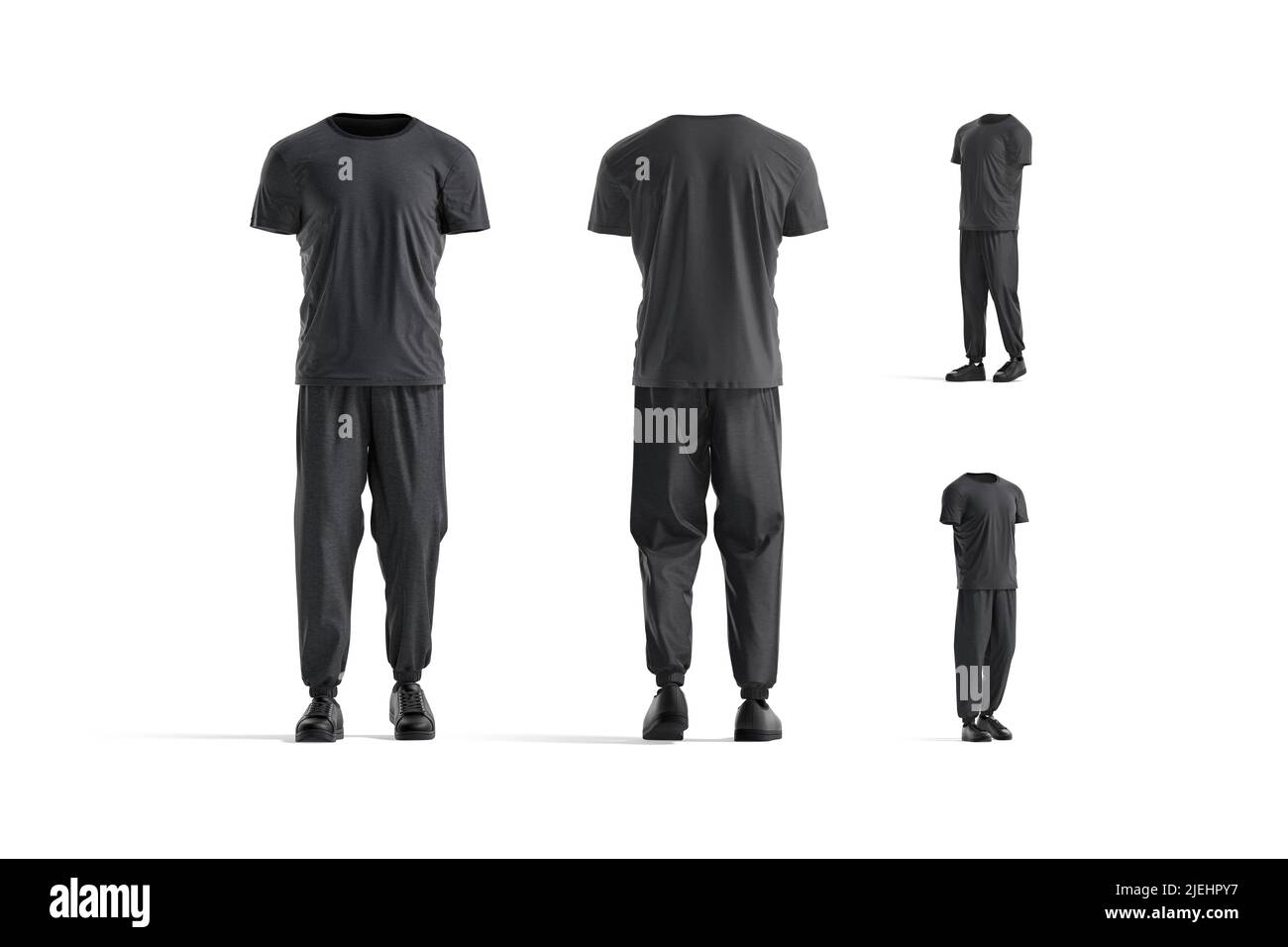 Blank black sport uniform mock up, different views Stock Photo - Alamy