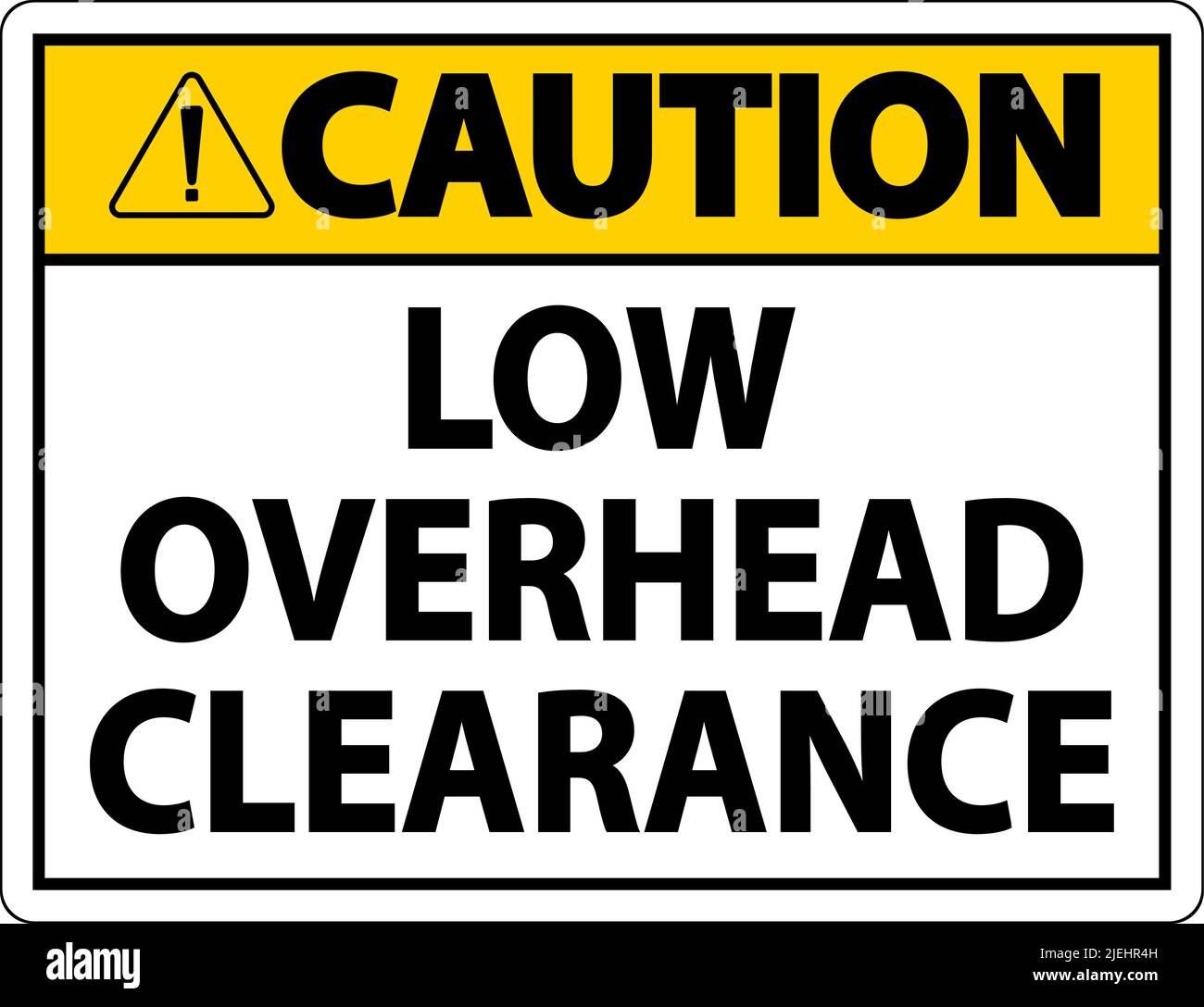 Caution Low Overhead Clearance Sign On White Background Stock Vector ...