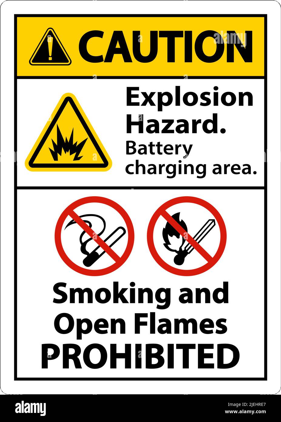 Caution Explosion Hazard Charging Area Sign On White Background Stock ...