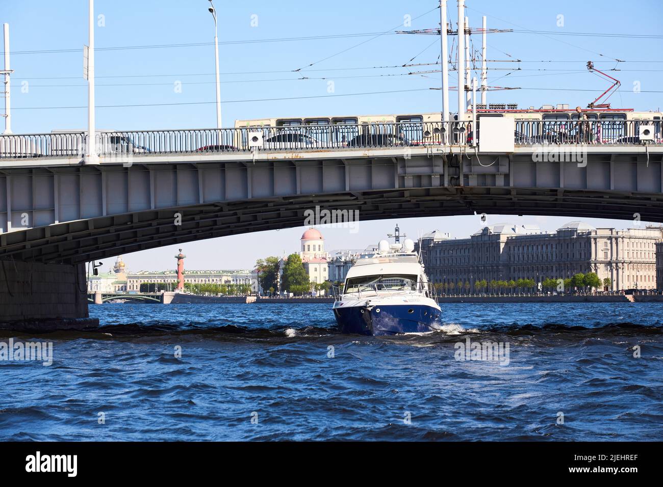 View of the yacht floating on the water Stock Photo - Alamy