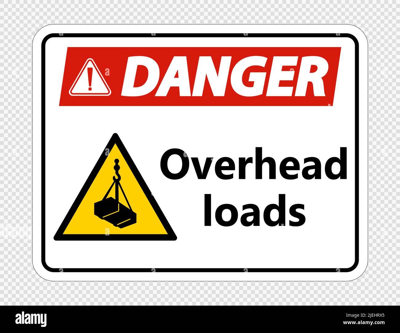 Danger overhead loads Sign on transparent background,vector ...