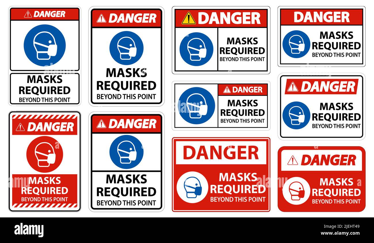 Danger Masks Required Beyond This Point Sign Isolate On White ...