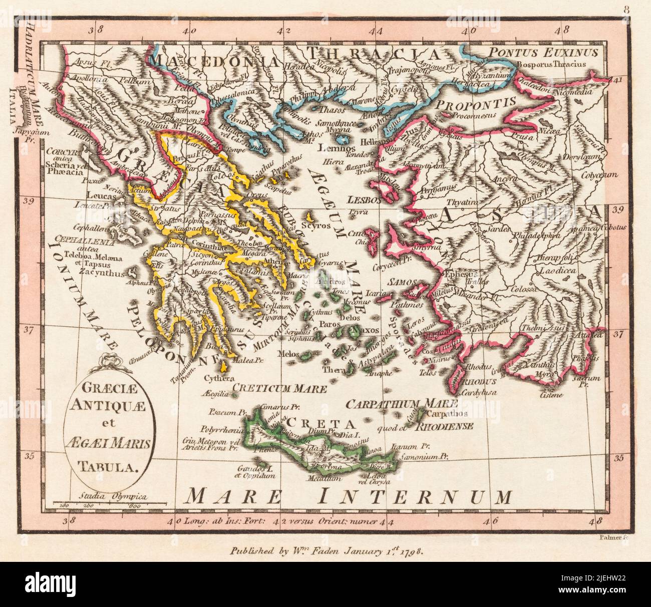 Graeciae antiquae et aegaei maris tabula. Ancient Greece and the Aegean ...
