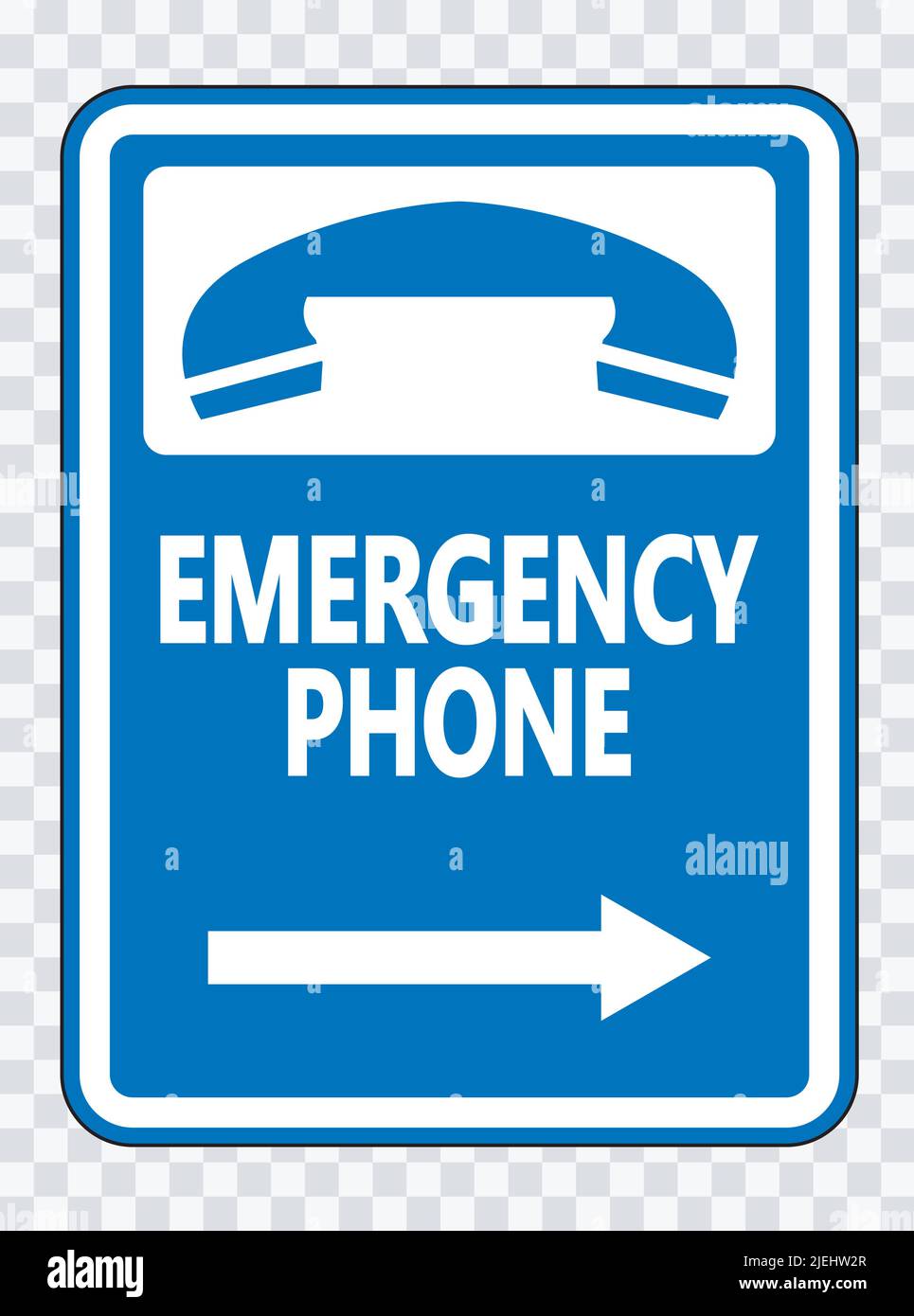 Emergency Phone (Right Arrow) Sign on transparent background,vector ...