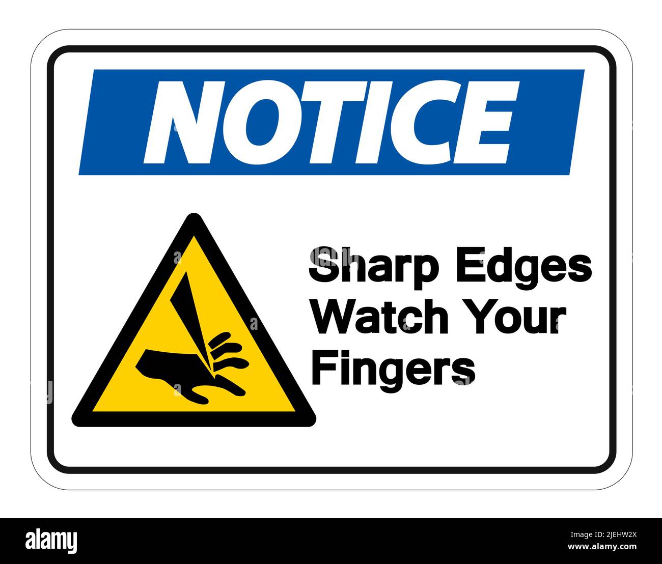Notice Sharp Edges Watch Your Fingers Symbol Isolate On White ...