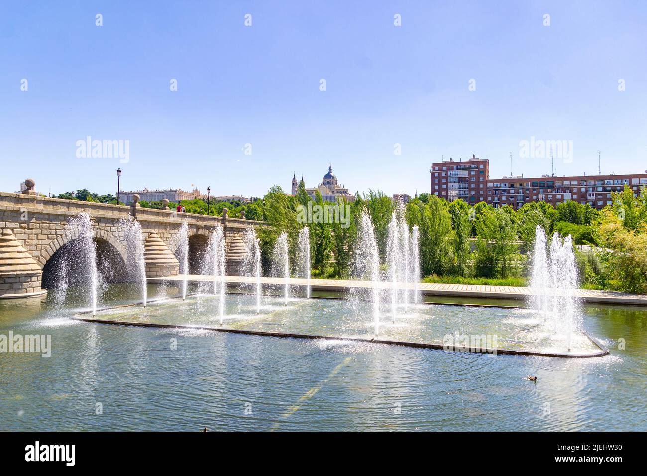 Madrid Rio Park. Views of the Madrid Río park next to the Manzanares ...