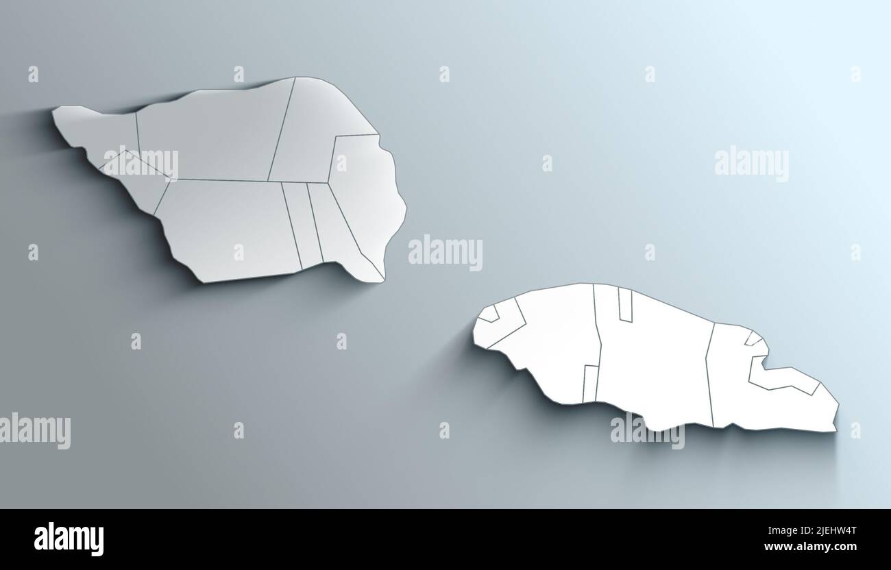 Country Political Geographical Map of Samoa Districts with Shadows ...