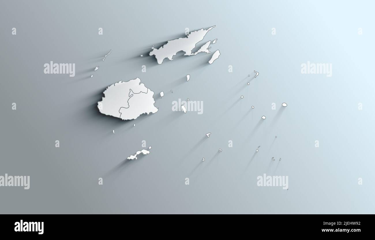 Country Political Geographical Map of Fiji with Provinces with Shadows ...