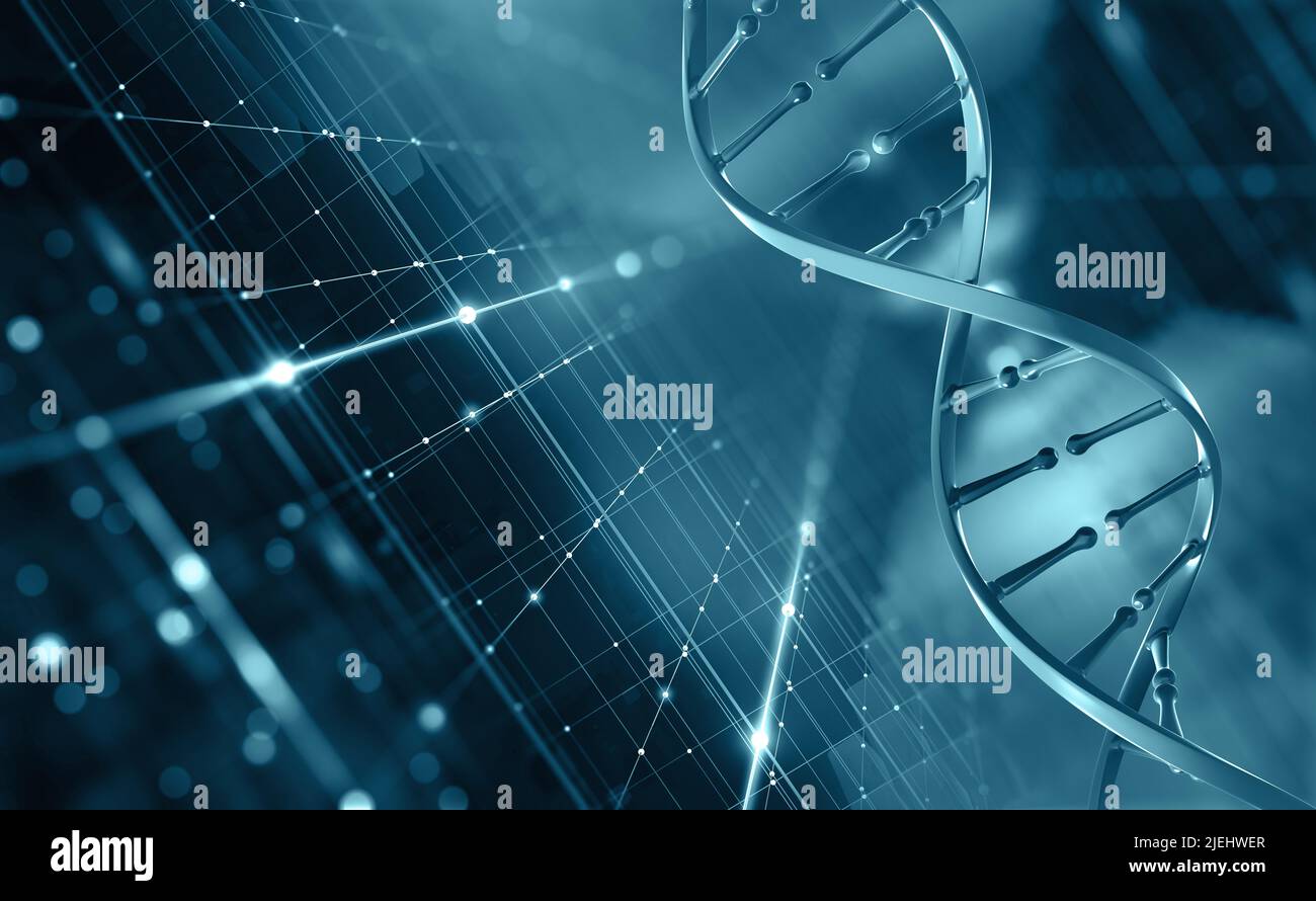 DNA helix. Hi Tech technology in field of genetic engineering. Digital ...