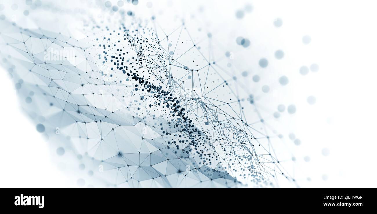 Big data, cryptography programming 3D illustration. Neural network ...