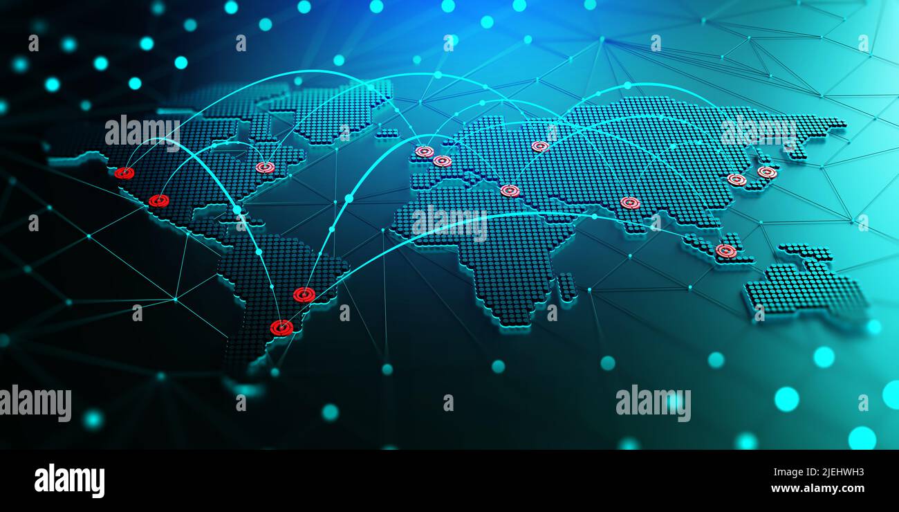 Abstract map of continents. Globalization and geopolitics in high-tech ...