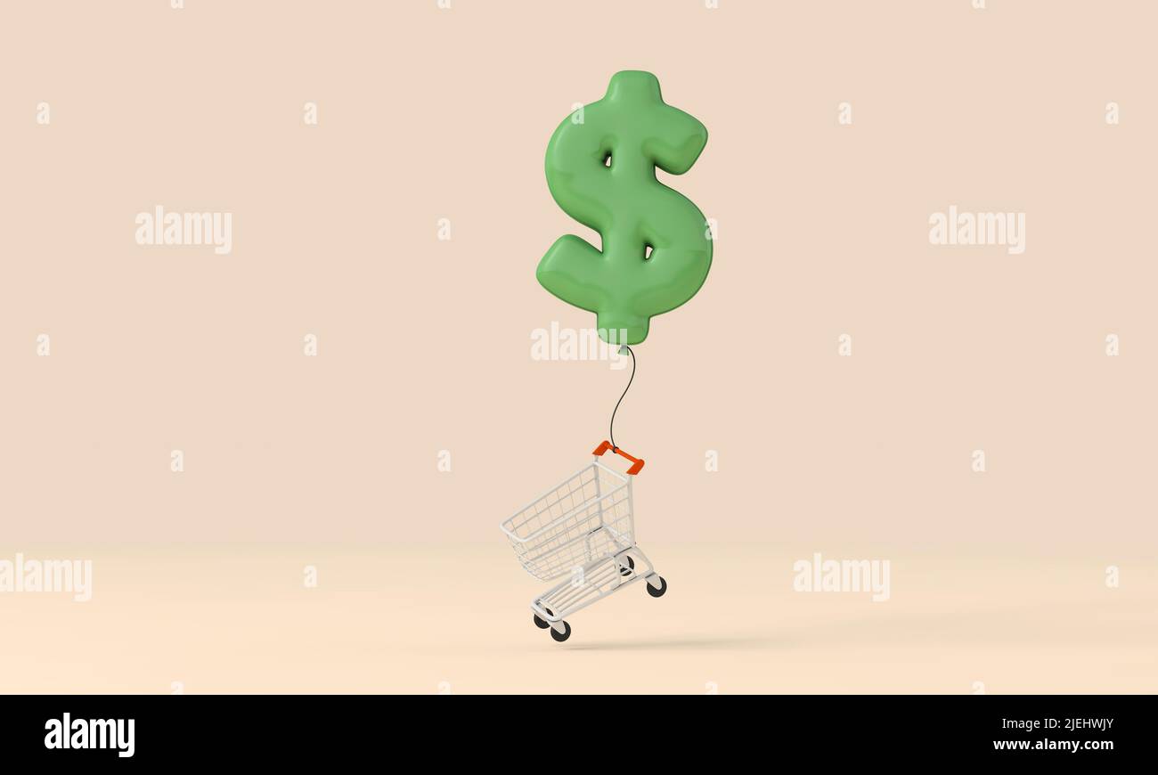 Inflation concept. Rising cost of food and shopping. Dollar sign with ...