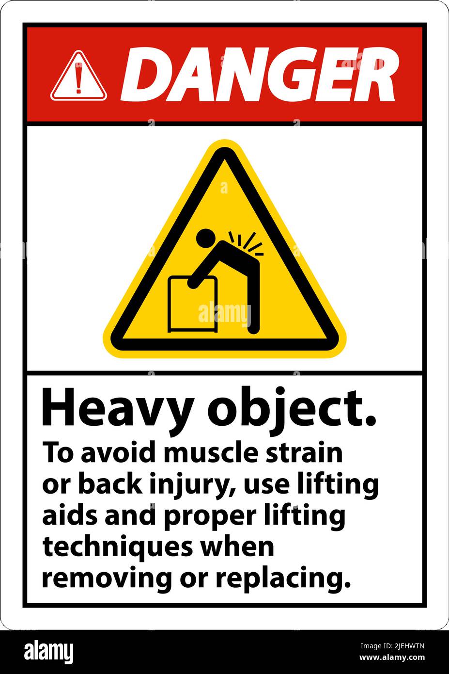 Danger Heavy Object Use Lifting Aids Label On White Background Stock ...