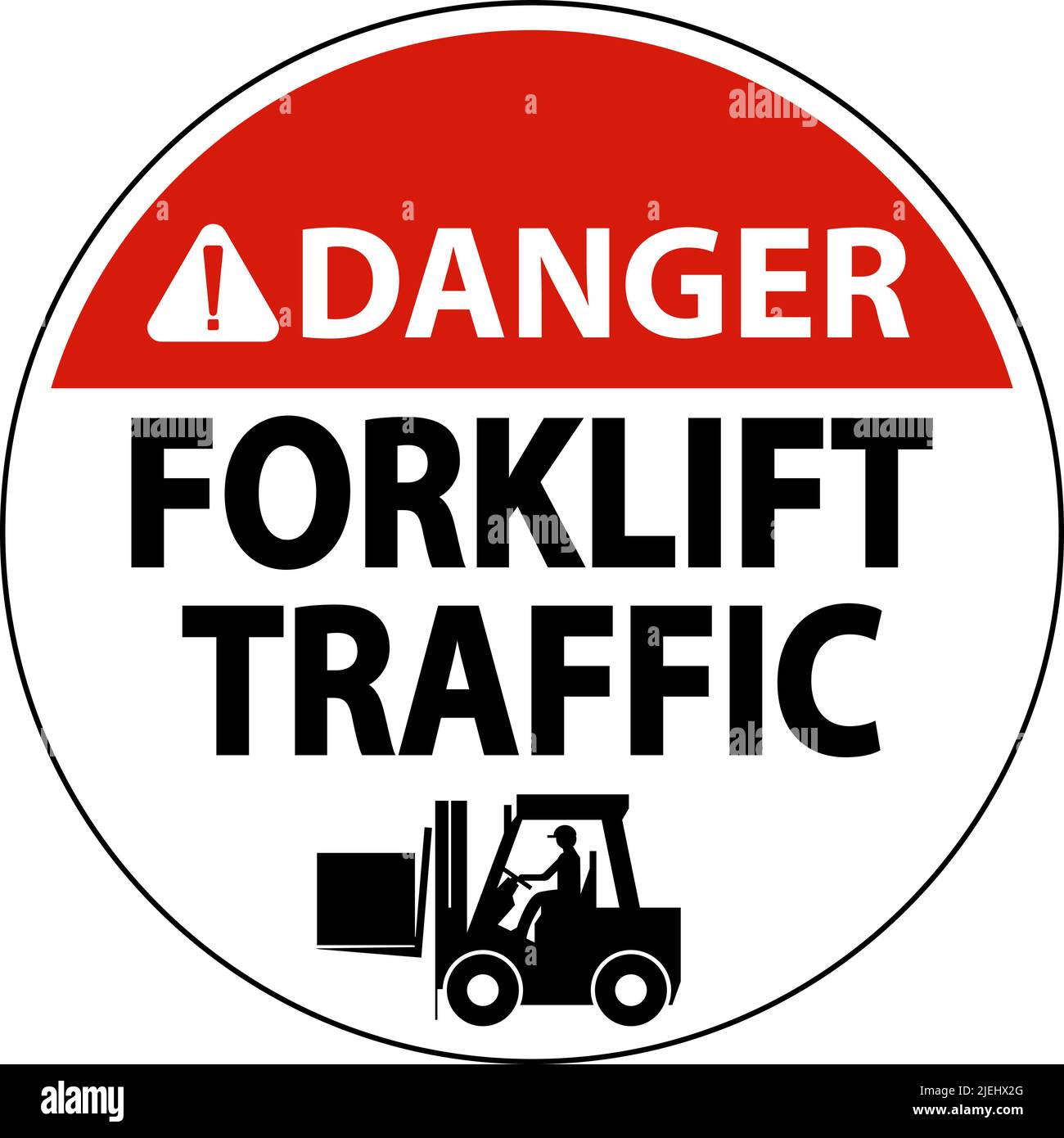 Danger Forklift Traffic Floor Sign On White Background Stock Vector ...